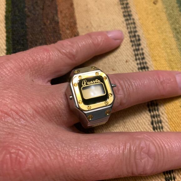Quartz | Accessories | Vintage Quartz Finger Ring Watch Silver ...